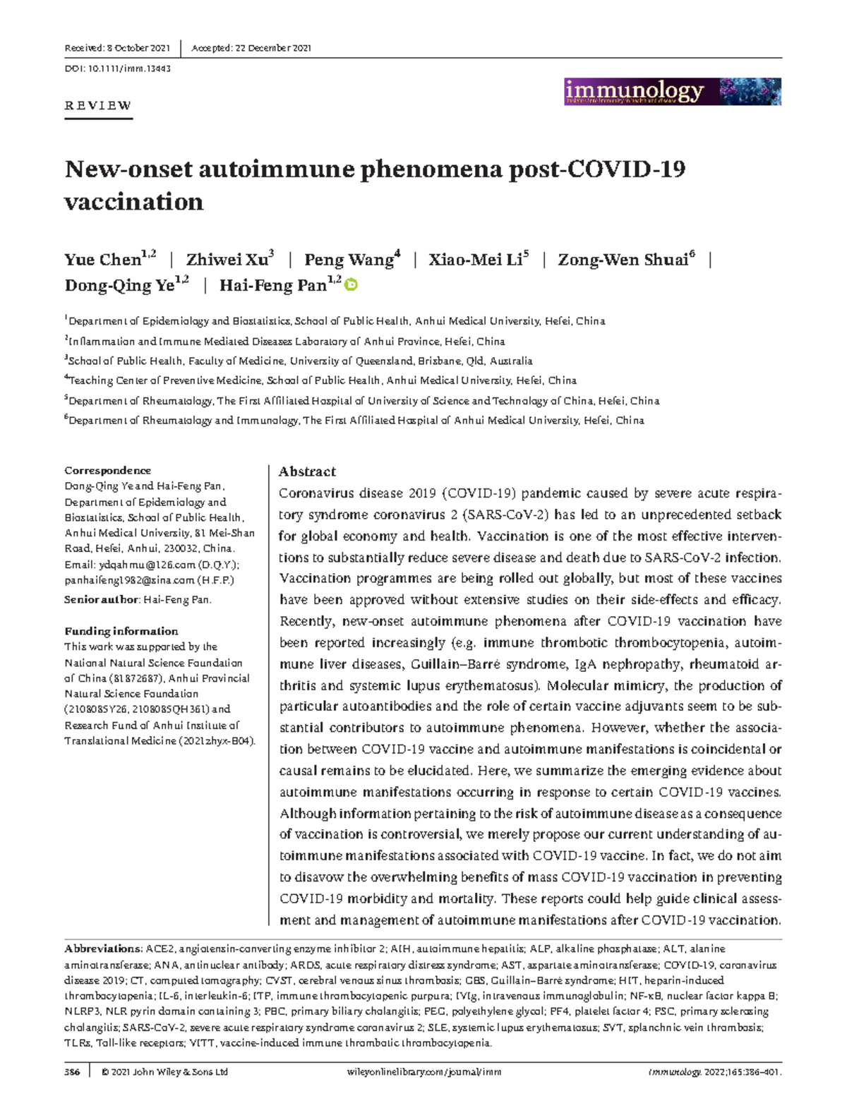 Immunology - 2022 - Chen - New‐onset autoimmune phenomena post‐ Covid ...