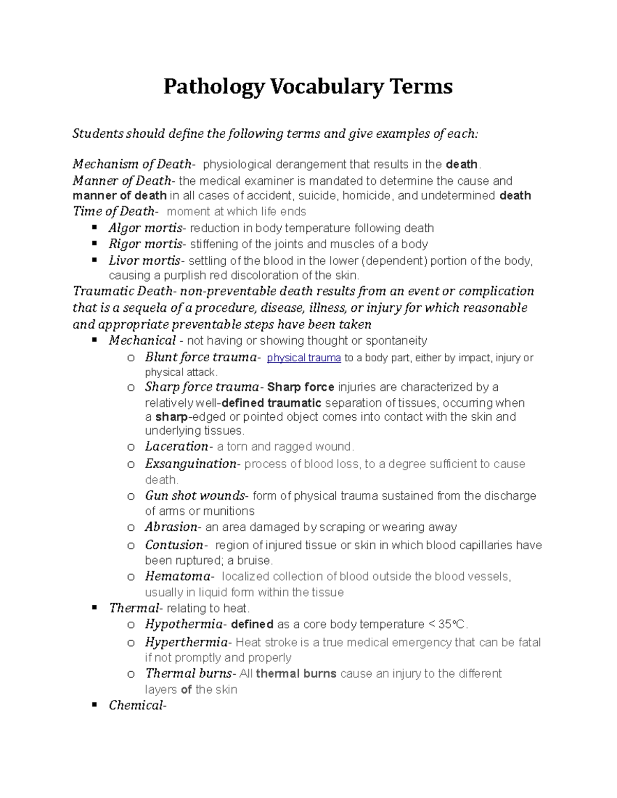 Pathology Vocabulary Terms for Students - Studocu