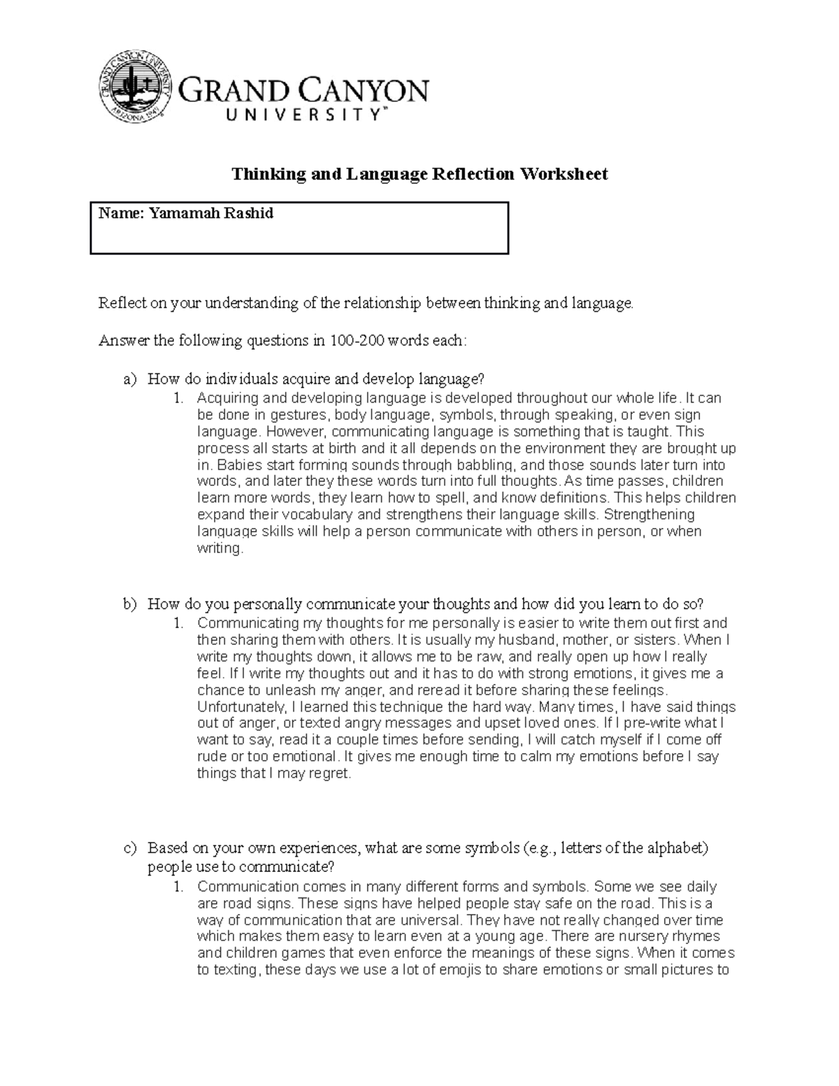 PHI105 - Thinking and Language Reflection Worksheet Name: Yamamah ...