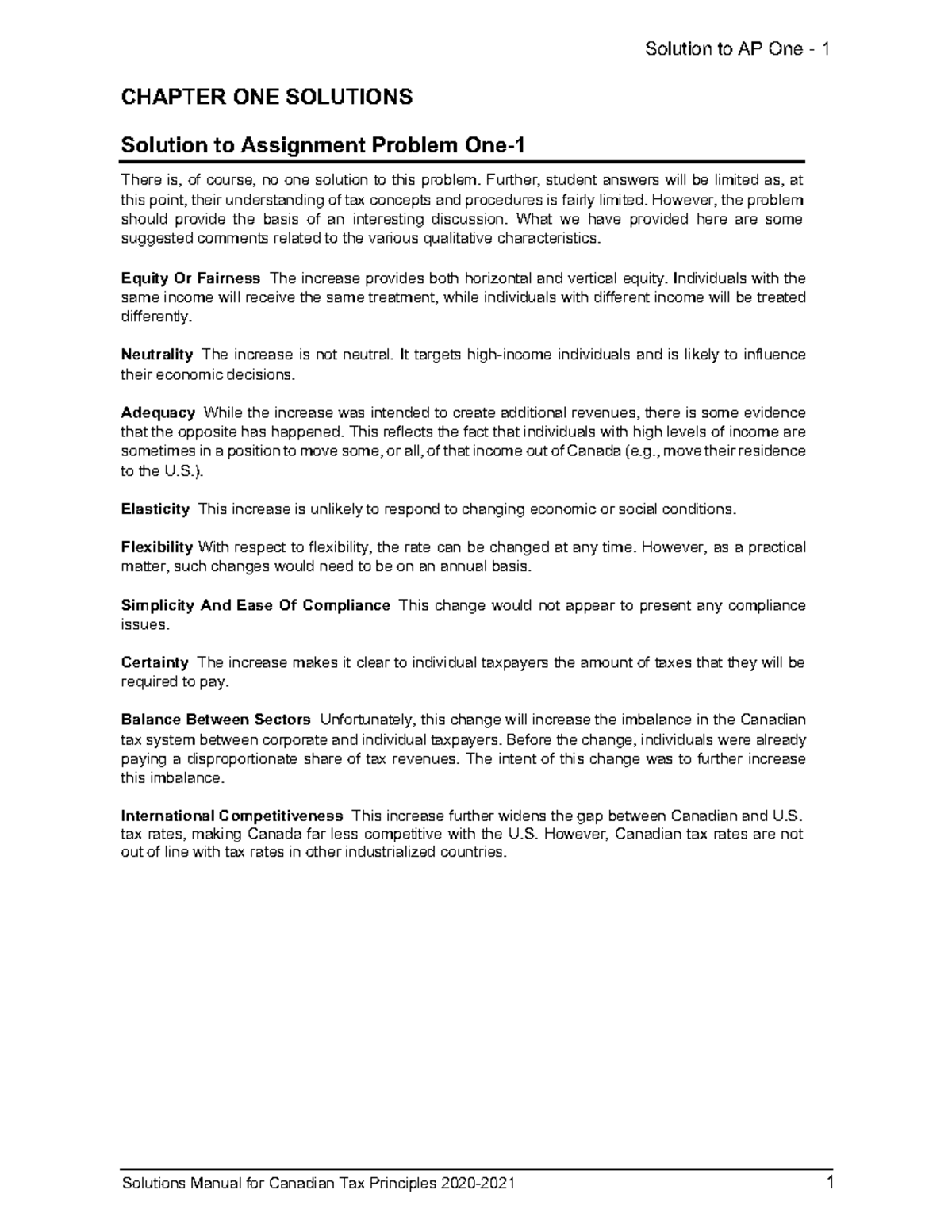 Personal Taxation - Solutions Full Chapters - CHAPTER ONE SOLUTIONS ...