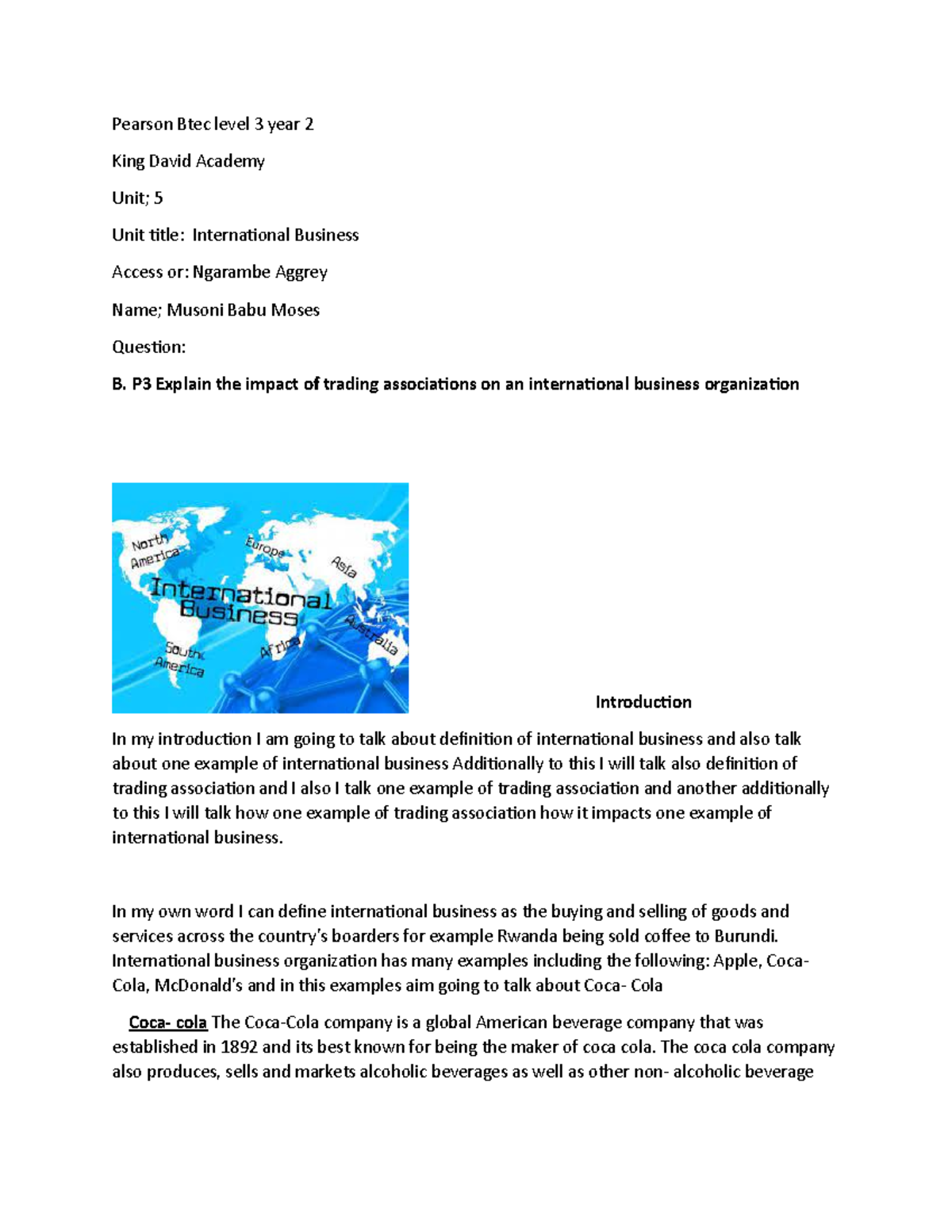 Cr7international business - Pearson Btec level 3 year 2 King David ...
