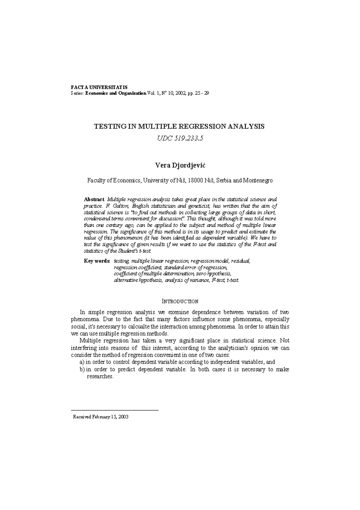 Eao2002-04 - testing, multiple linear regression, regression model ...