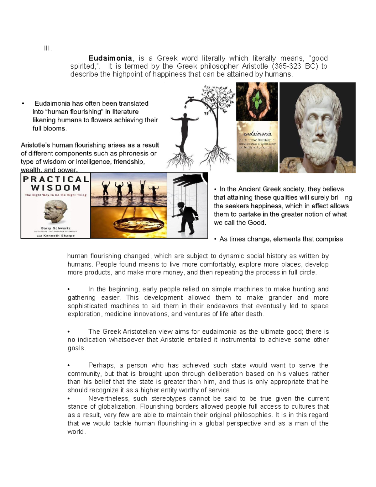 IM-11 Science, Technology And Society - III. Eudaimonia, is a Greek ...