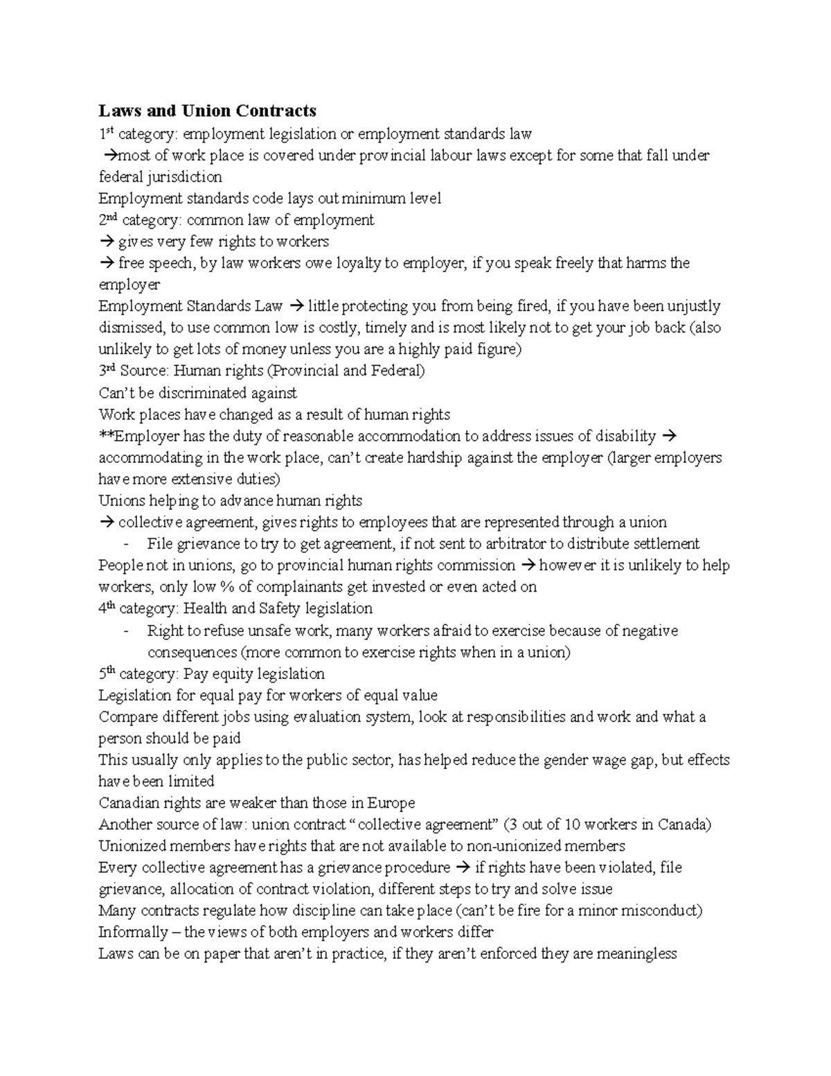 Laws and Union Contracts - Studocu