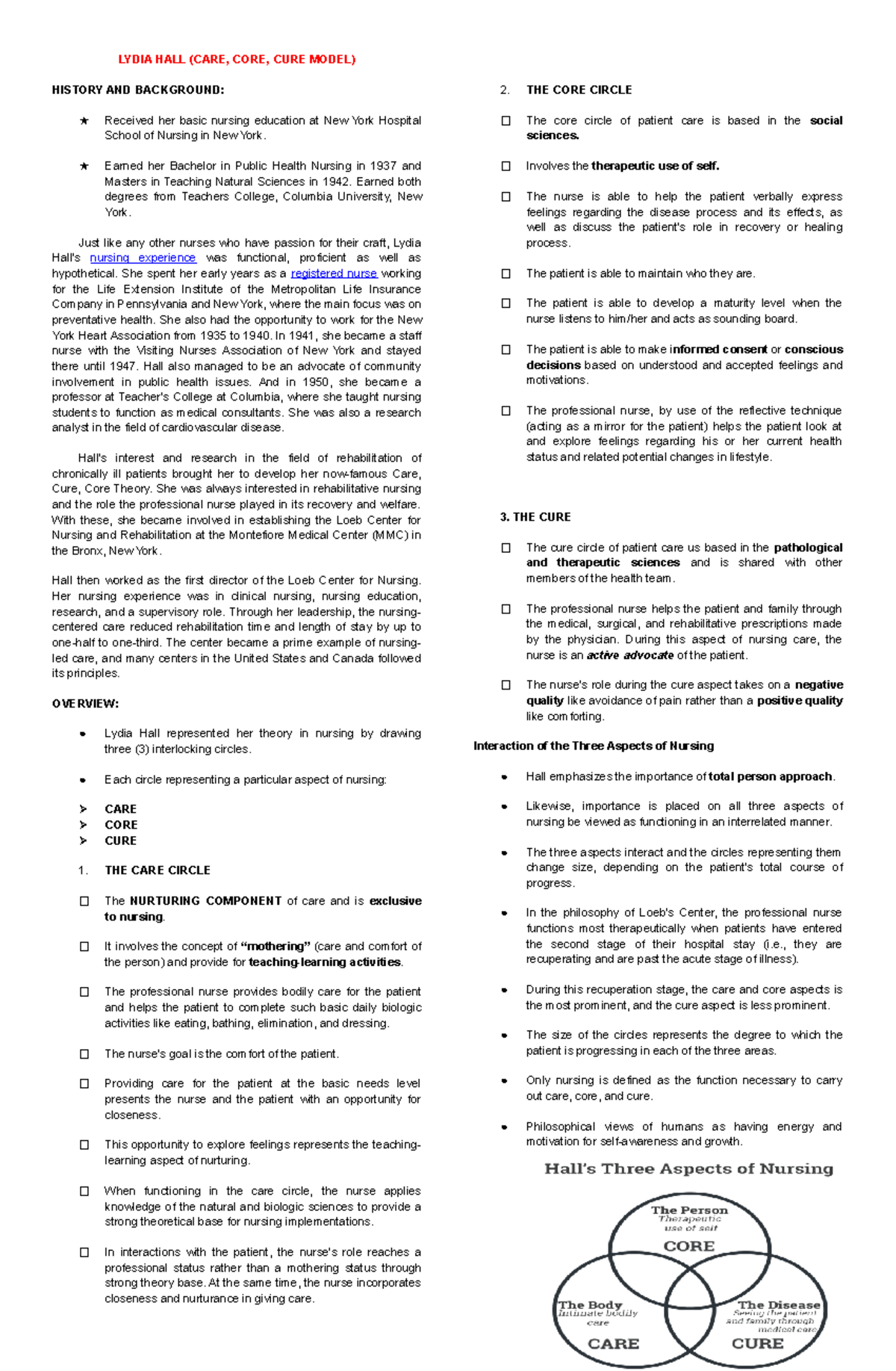 TFN PRE- Final - REVIEWER - LYDIA HALL (CARE, CORE, CURE MODEL) HISTORY ...