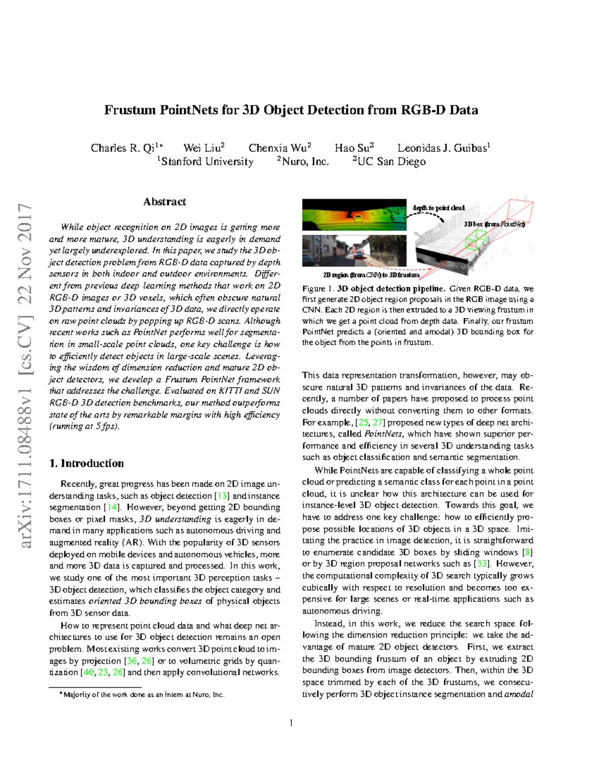 Frustum Point Nets For 3d Object Detection From Rgb D Data Qi 1 ∗ Wei