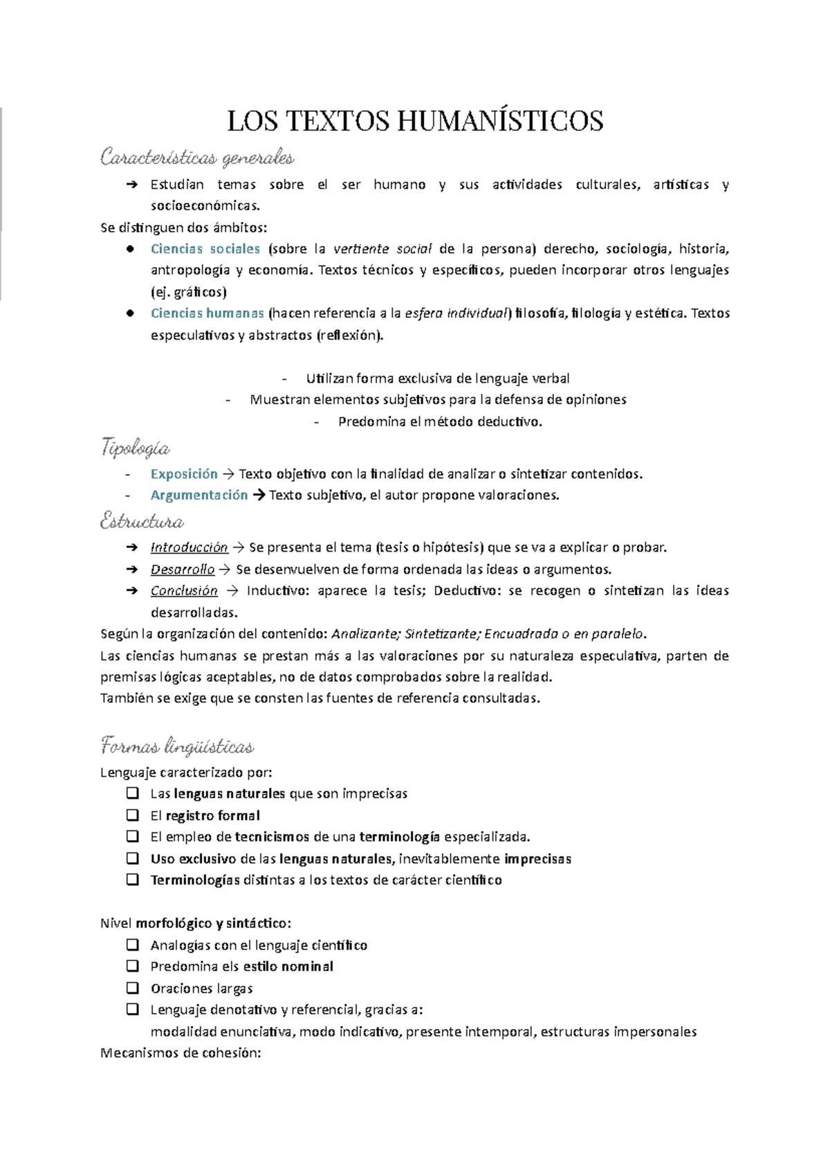 LOS Textos Humanísticos - LOS TEXTOS HUMANÍSTICOS Características ...