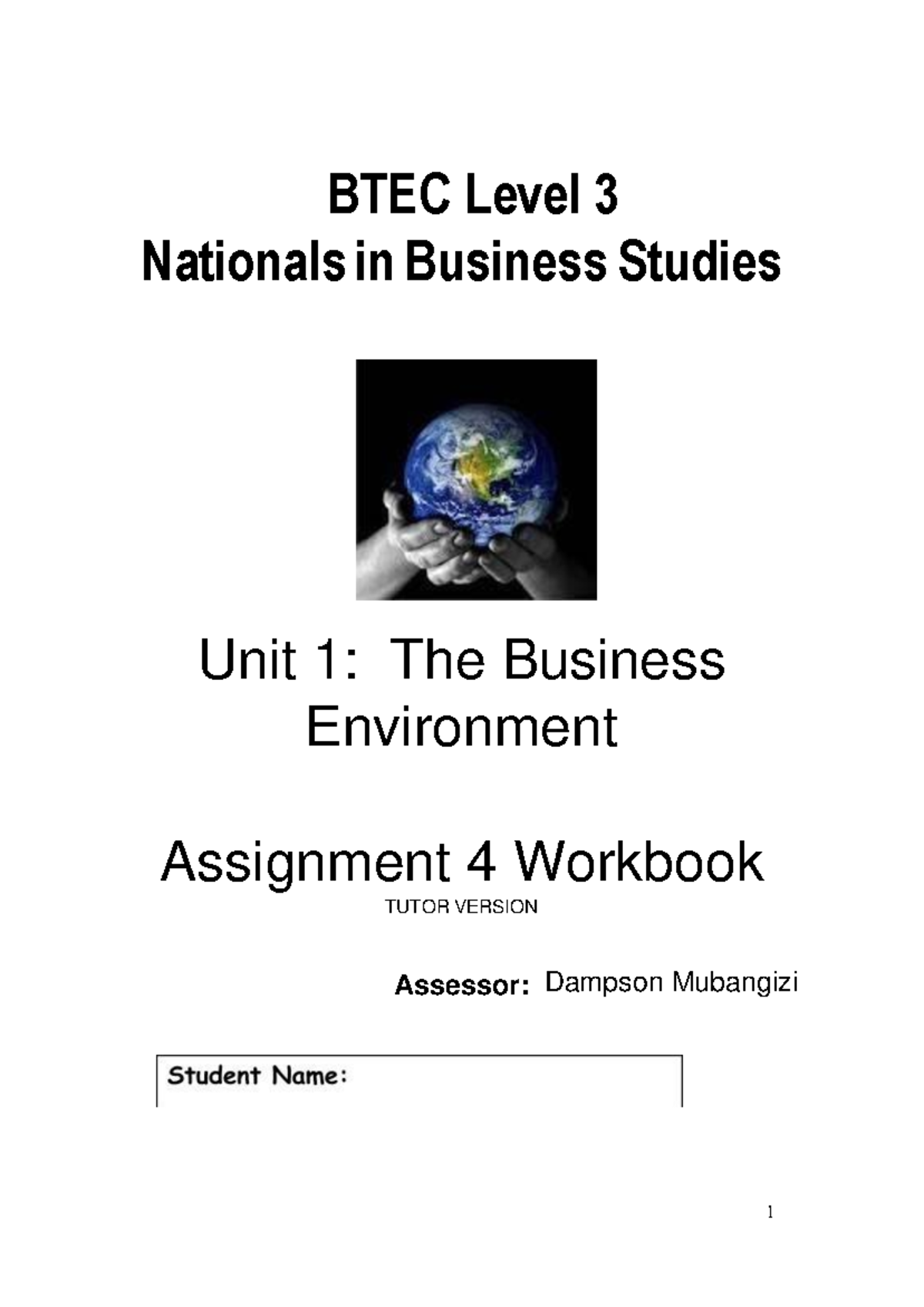 Unit 1 BE Assignment 4 Workbook Teacher - BTEC Level 3 Nationals in ...