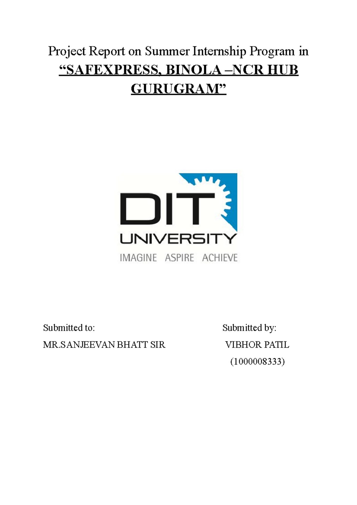 Project Report on Summer Internship Prog