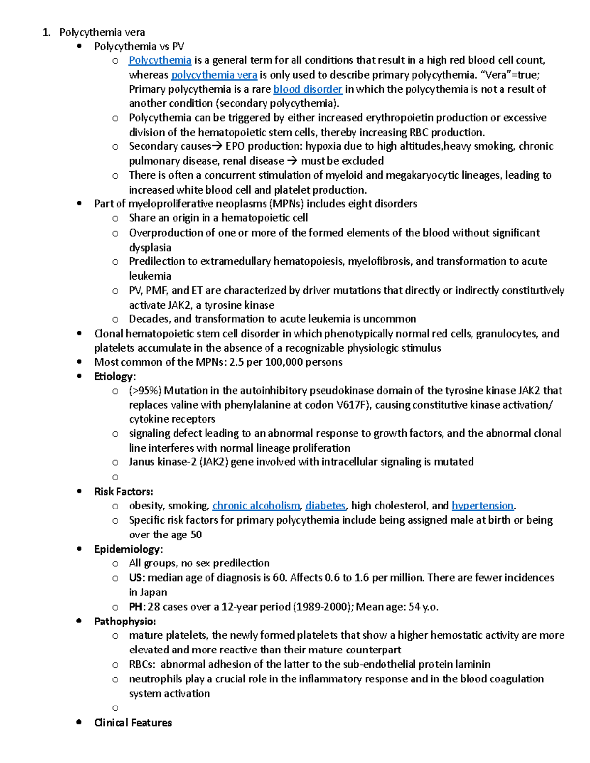 Polycythemia Vera - Polycythemia vera Polycythemia vs PV o Polycythemia ...