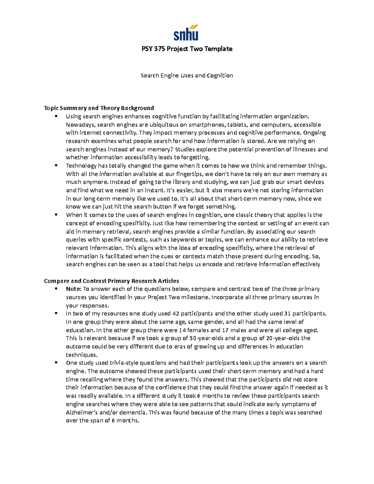 PSY 375 Project Two Template - PSY 375 Project Two Template Search ...