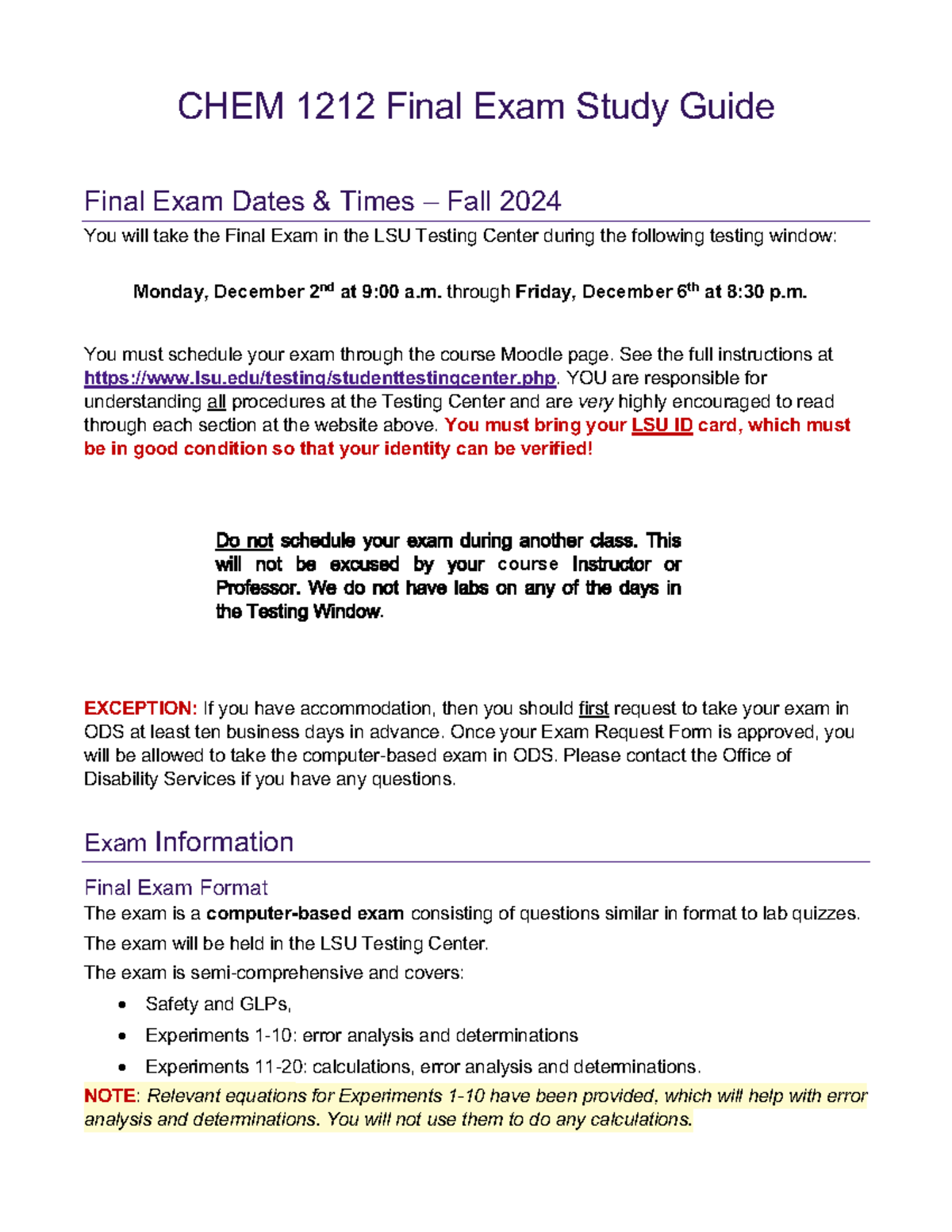 FA24 Final Exam Study Guide - CHEM 1212 Final Exam Study Guide Final ...
