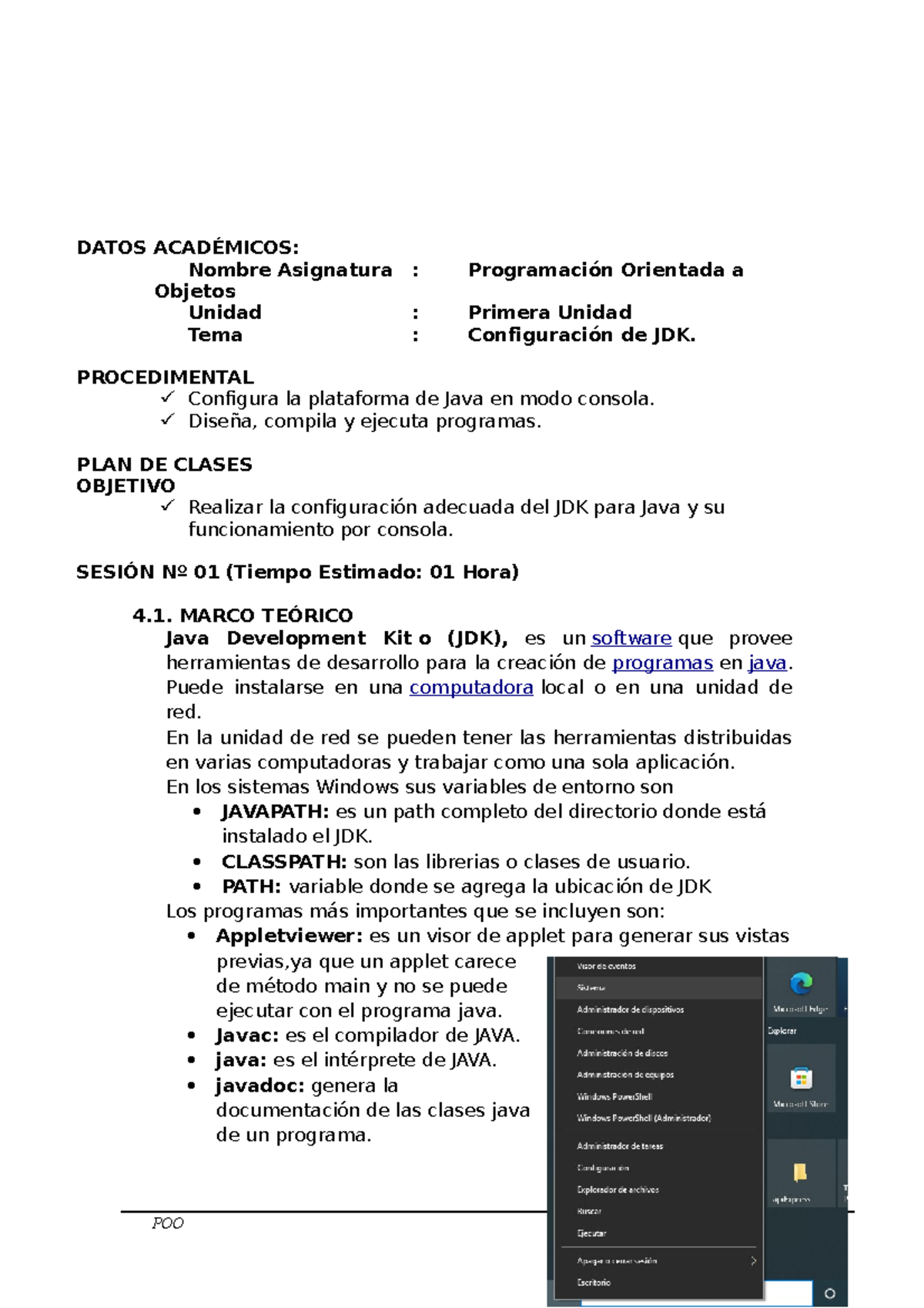 POO guia N011 - Configuracion - DATOS ACADÉMICOS: Nombre Asignatura ...