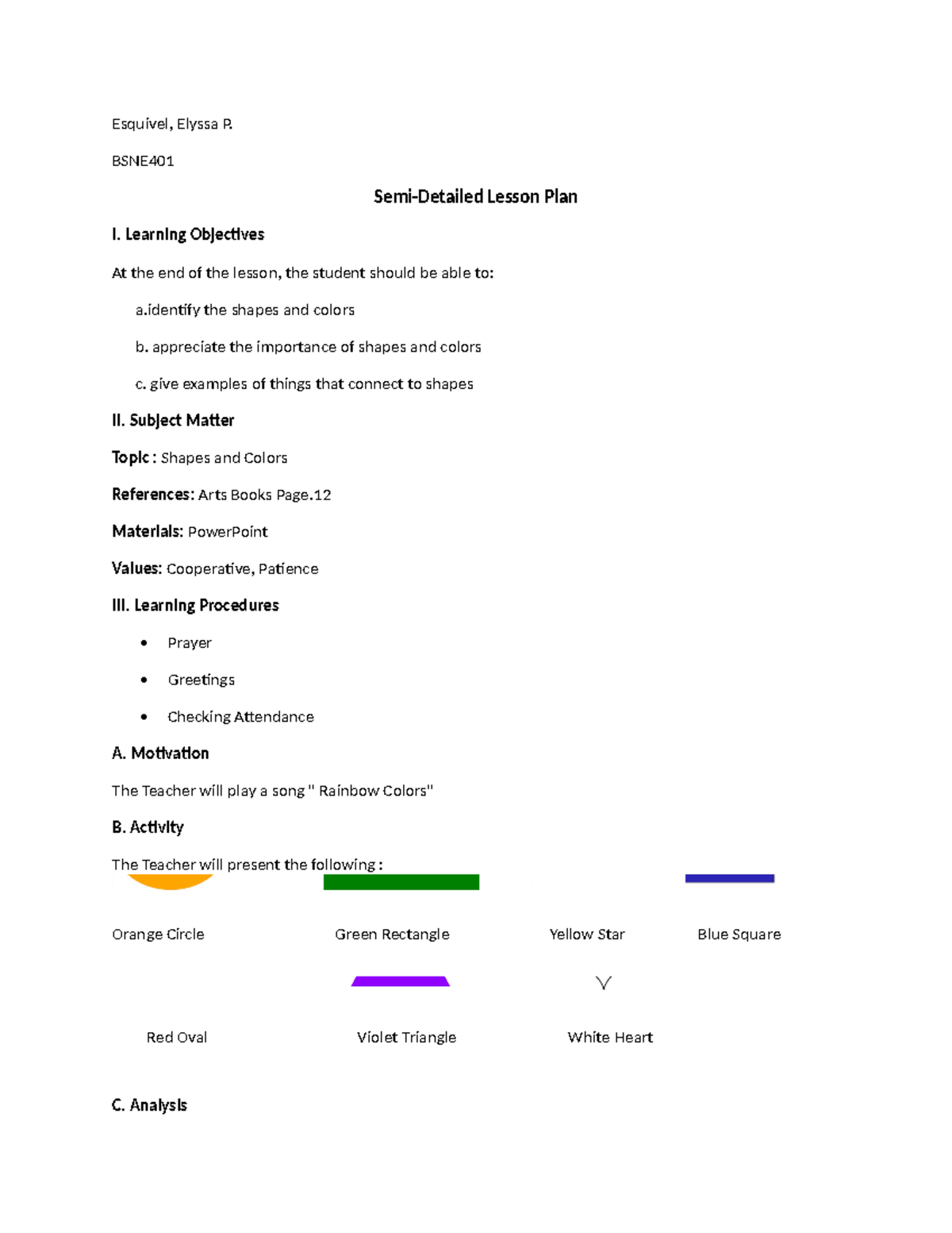 Semi detailed lesson plan ( Shapes and Colors) - Copy - Esquivel ...