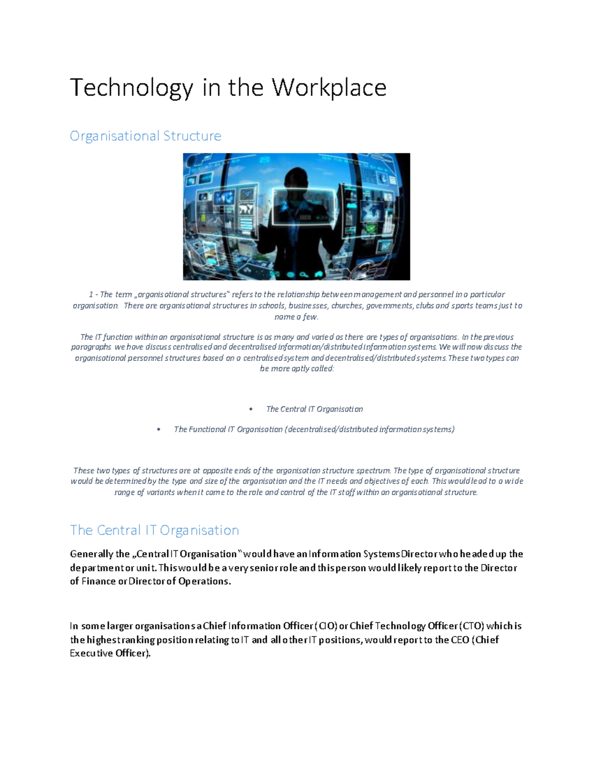 Technology in the Workplace - Technology in the Workplace ...