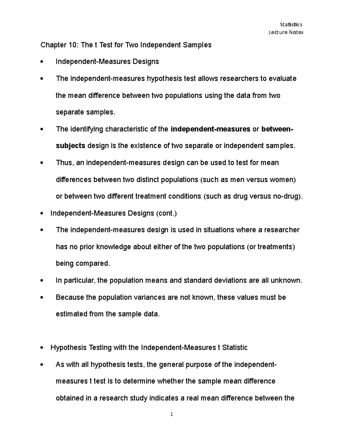2021-STAT-Statistics-Lecture-Notes-Chapter-10-The t Test For Two ...