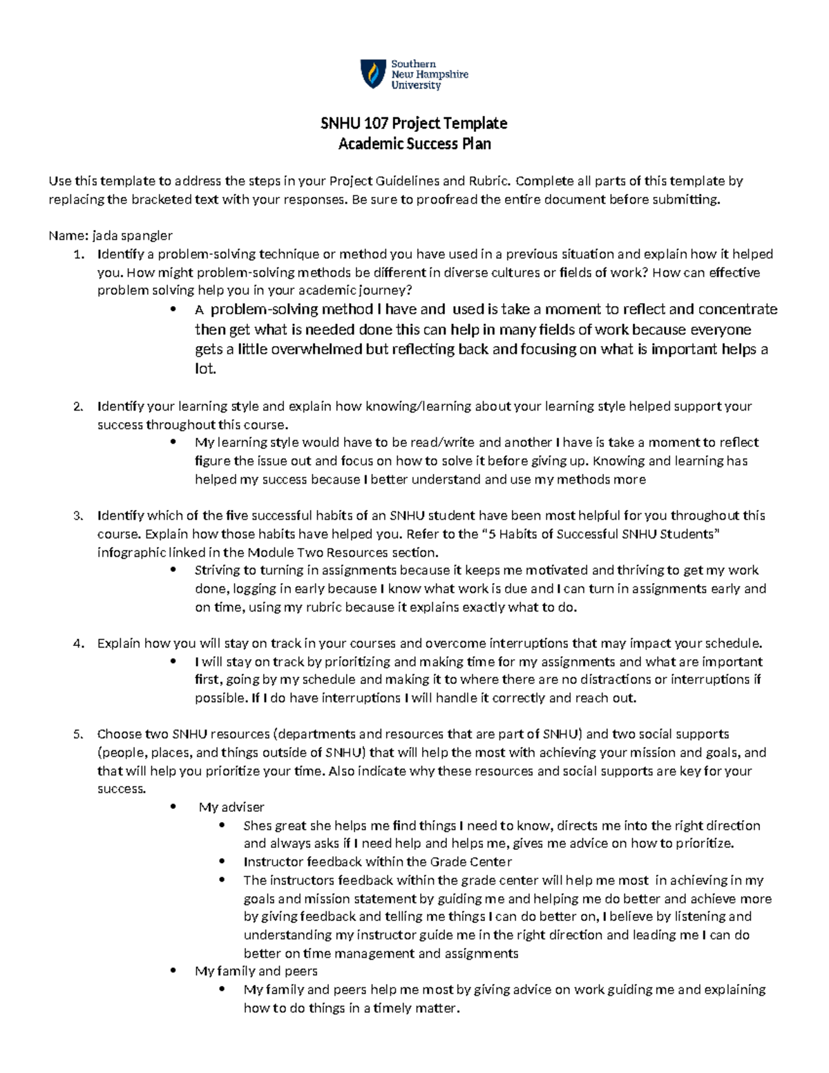 SNHU 107 Project Template - SNHU 107 Project Template Academic Success ...