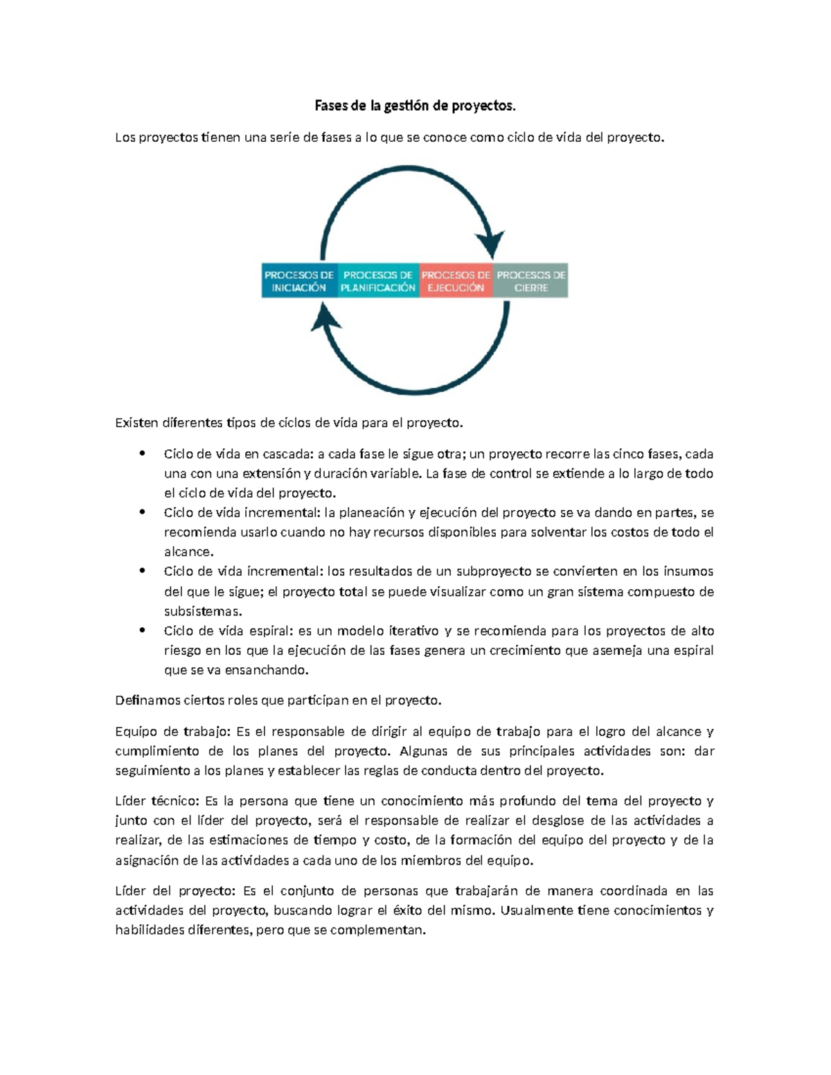 L2 Fases De La Gestion De Proyectos Los Proyectos Tienen Una Serie De