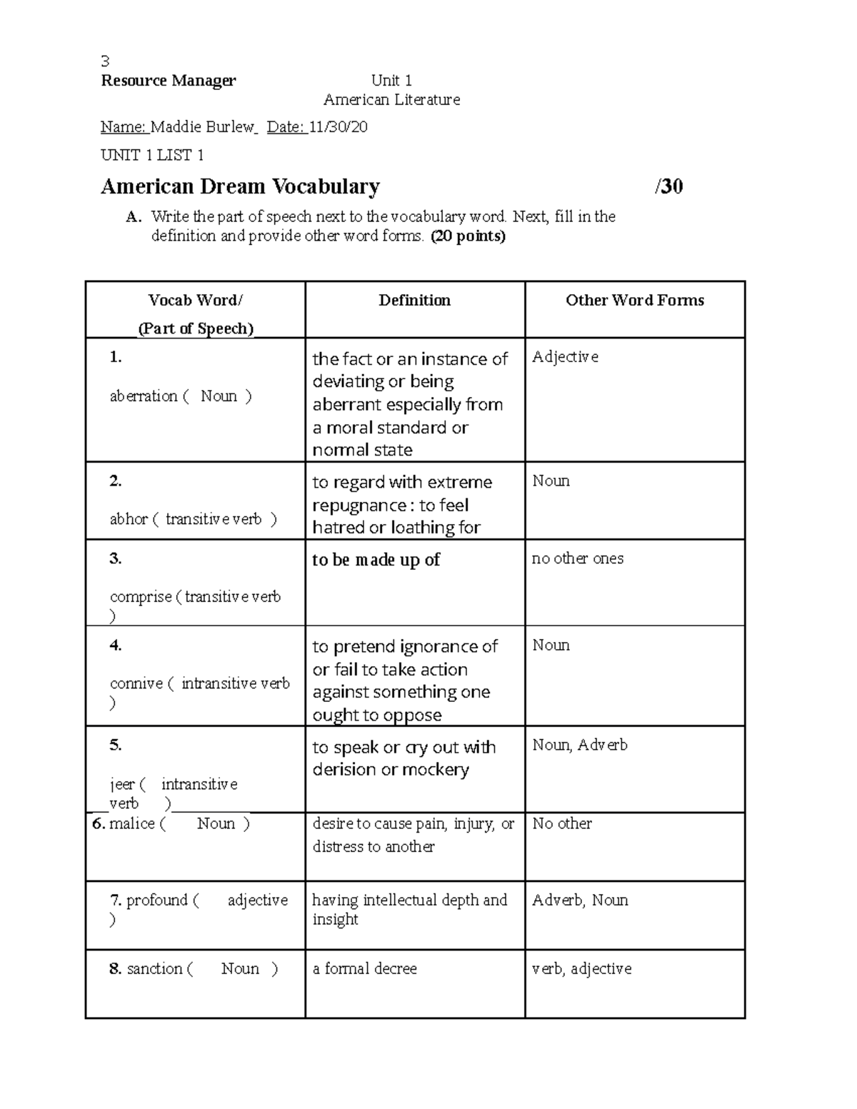 Week 1 American Dream - 3 Resource Manager Unit 1 American Literature ...