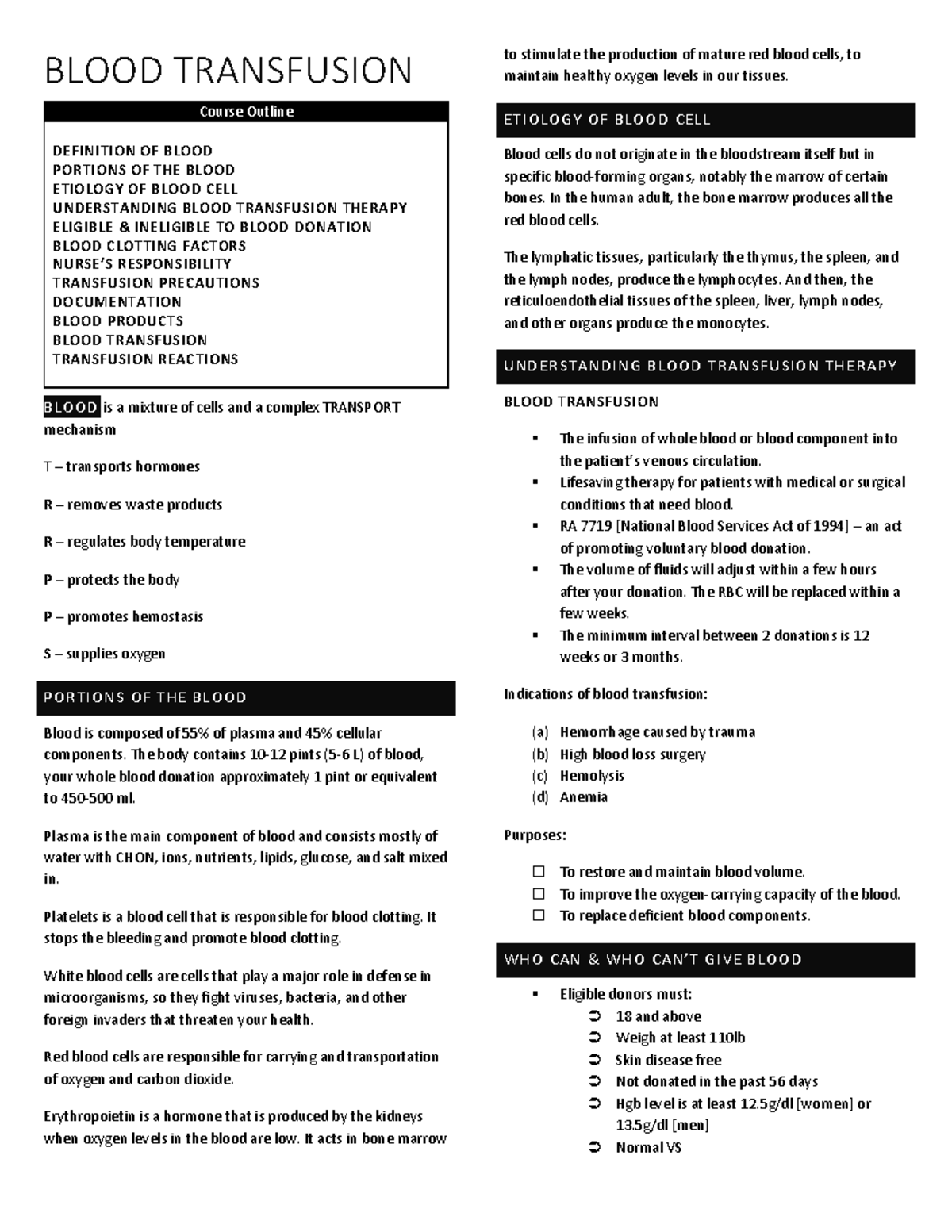 02 Blood Transfusion - procedures and techniques for bedside procedure ...