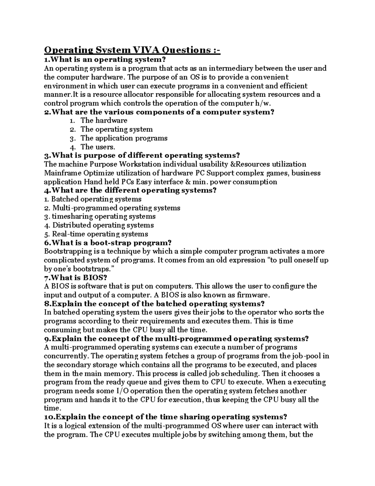 Os viva - this is os - Operating System VIVA Questions :- 1 is an ...