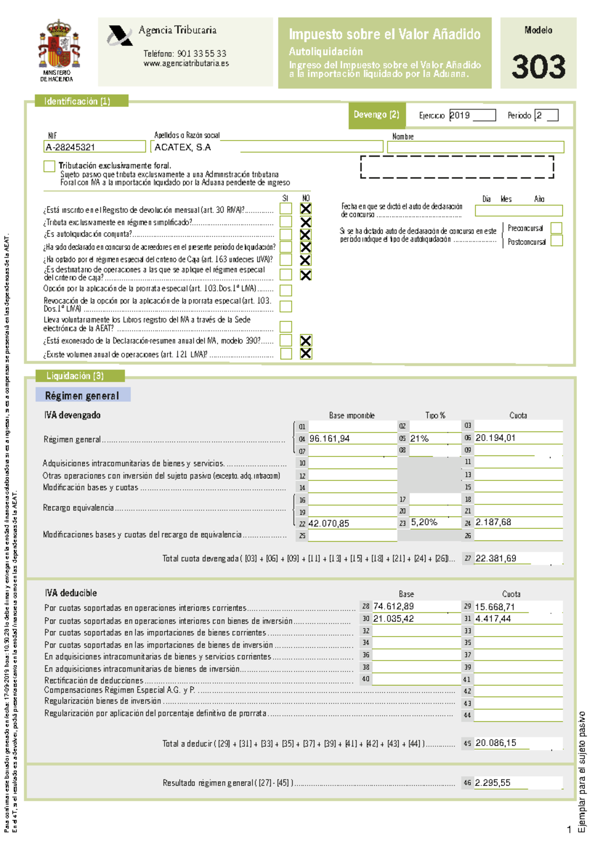 Modelo-303- Rellenable ej 14 - Impuesto sobre el Valor Añadido ...