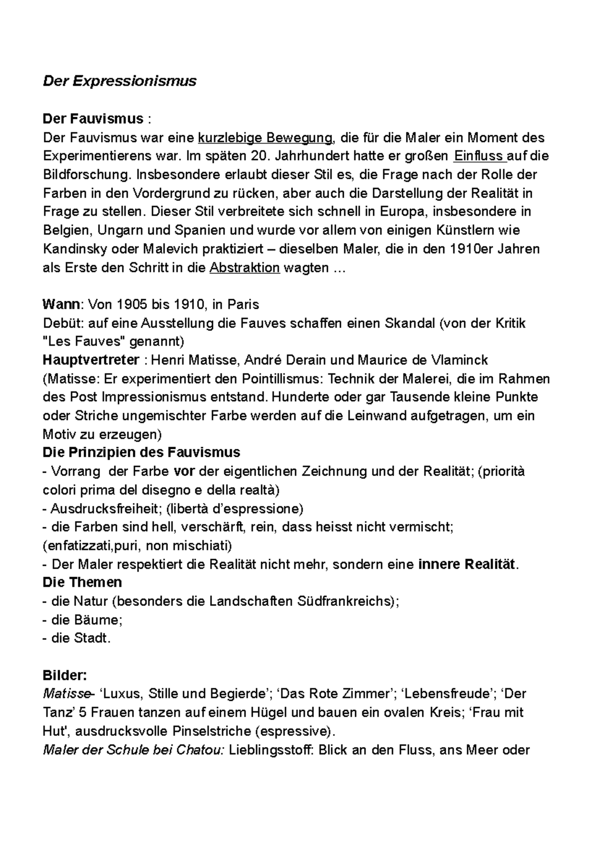 Der Expressionismus - Appunti lezioni in tedesco dell'espressionismo tedesco in campo artistico ...