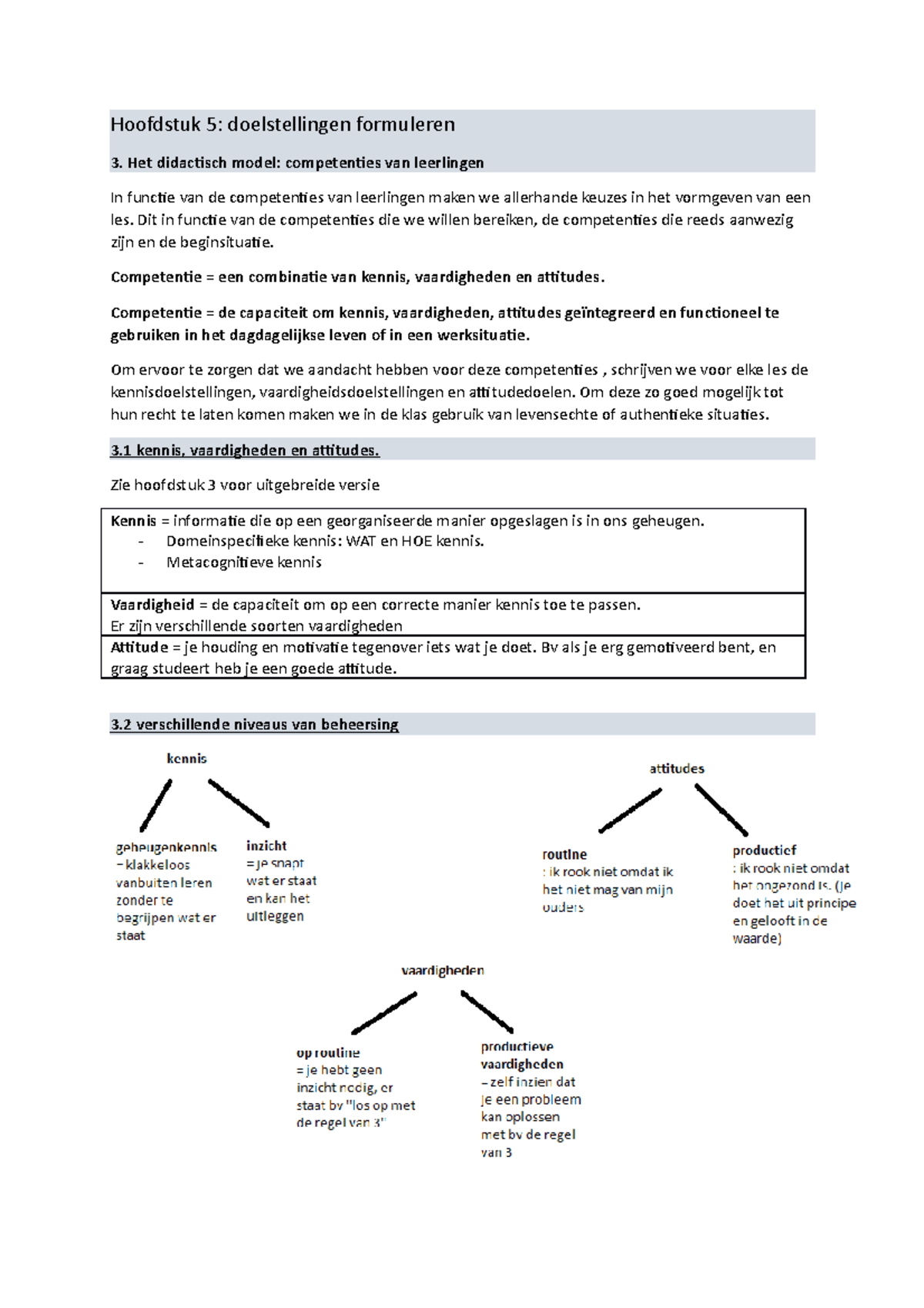 LSO opvoedkunde 1a 17-18 - Hoofdstuk 5: doelstellingen formuleren 3 ...