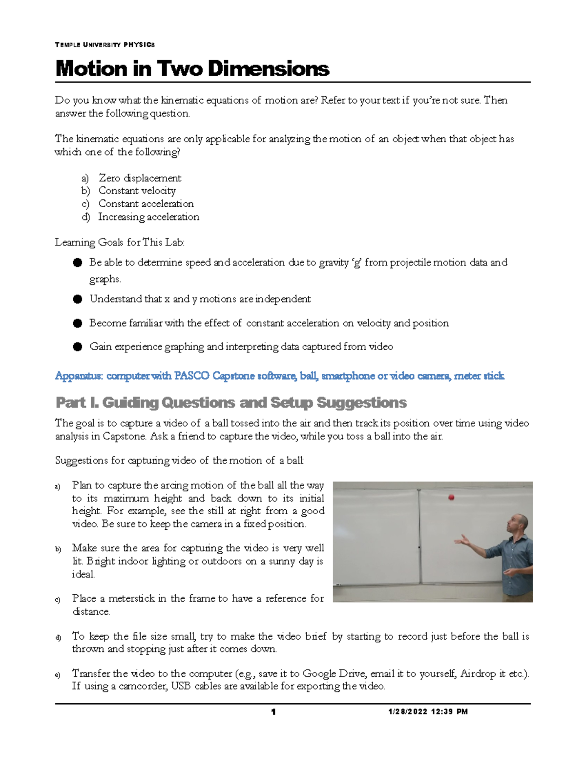 Lab 2 - partice from physcis temple unviersity - TEMPLE UNIVERSITY ...