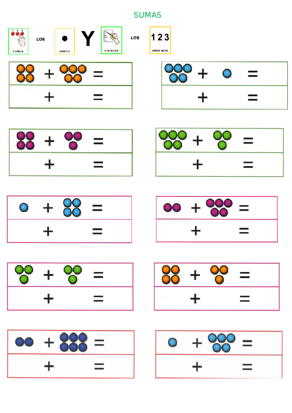 Sumas - Taller de matemática - SUMAS SUMAMOS CON CARTAS RESOLVE LA SUMA ...