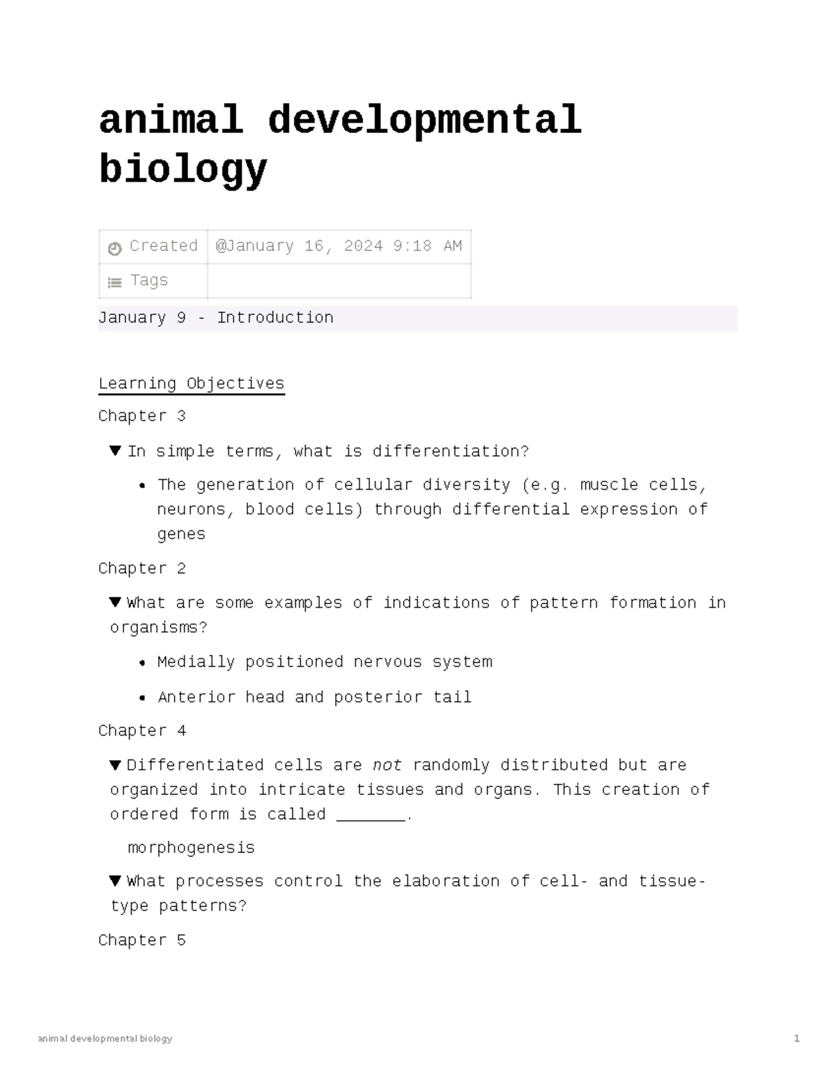 Animal developmental biology notes - animal developmental biology ...