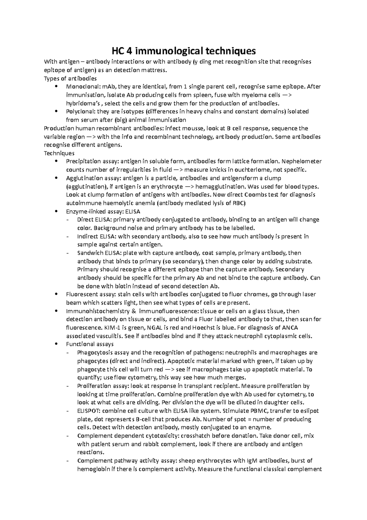 HC 4 immunological techniques - HC 4 immunological techniques With ...
