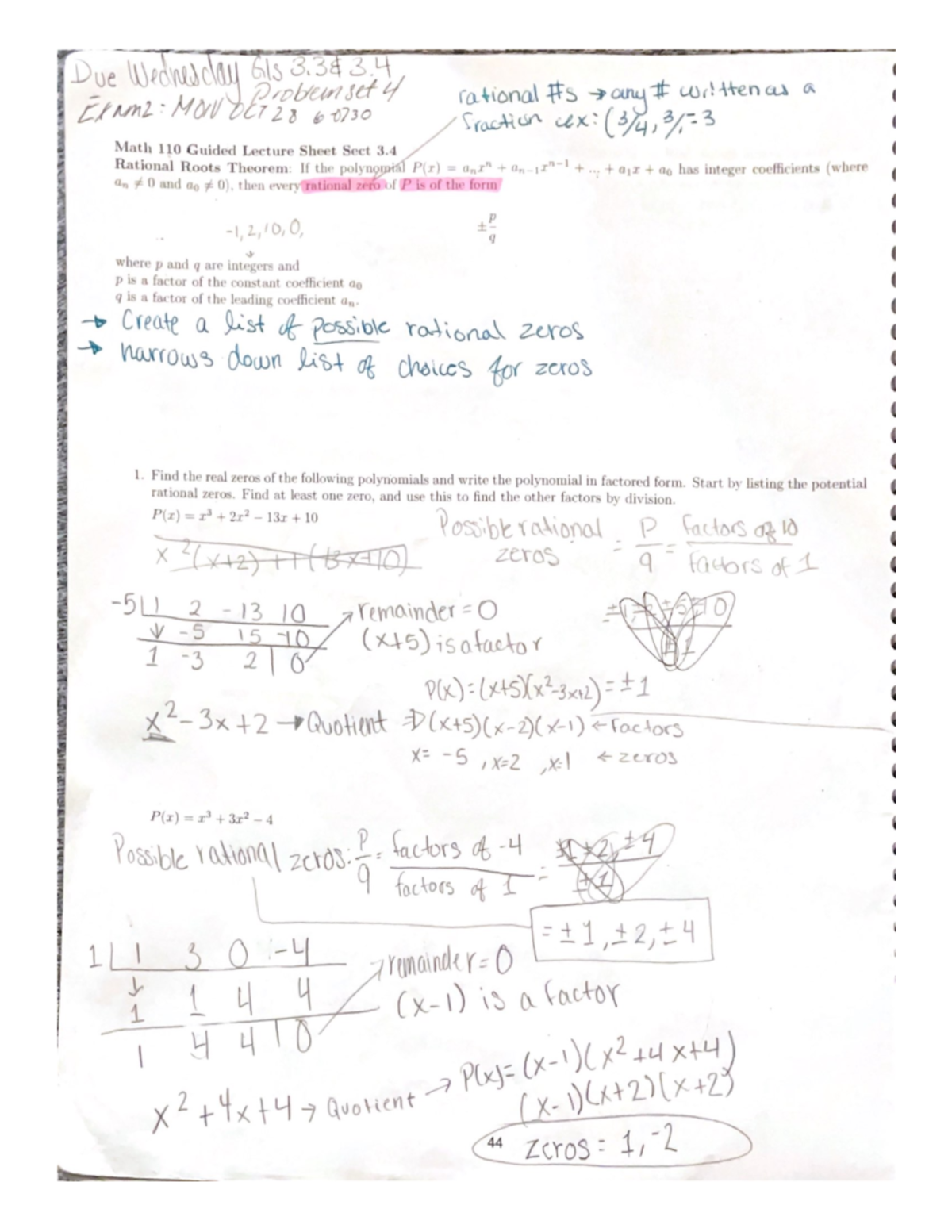 Math 110 Guided Lecture Sheet Sect 3 - Due Wednesday Gls 3.383 ...