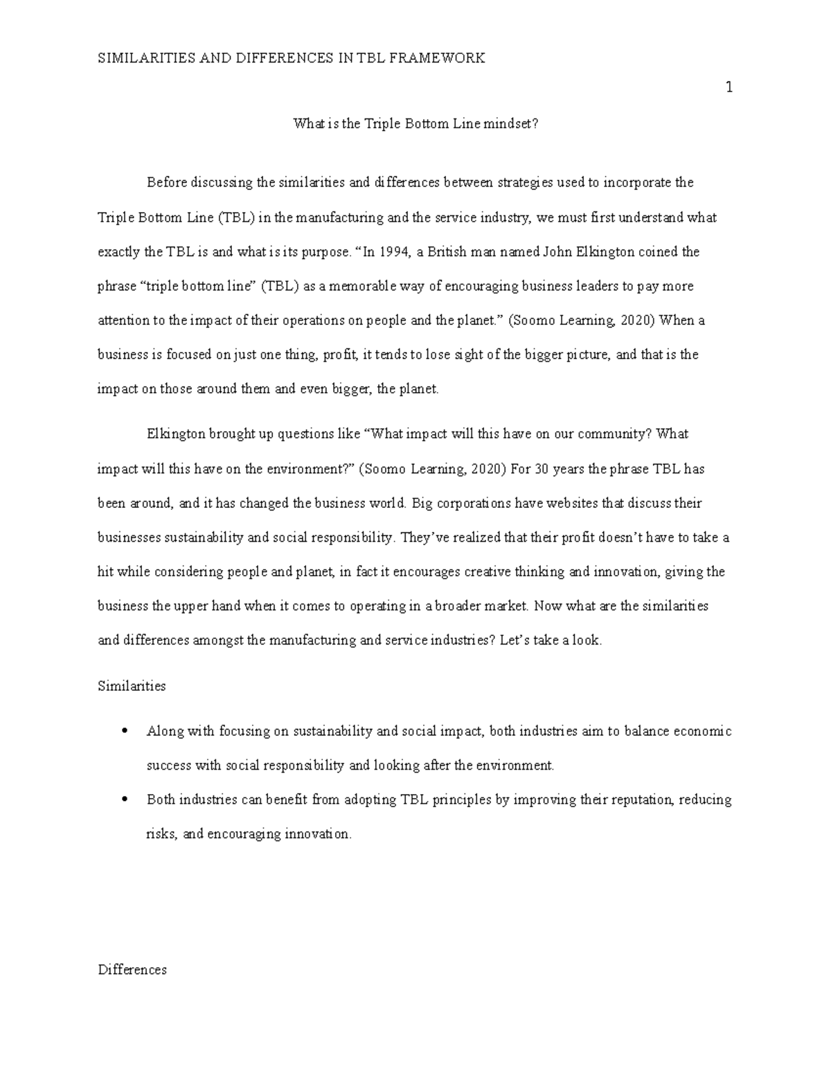 What is the Triple Bottom Line mindset - 1 What is the Triple Bottom ...