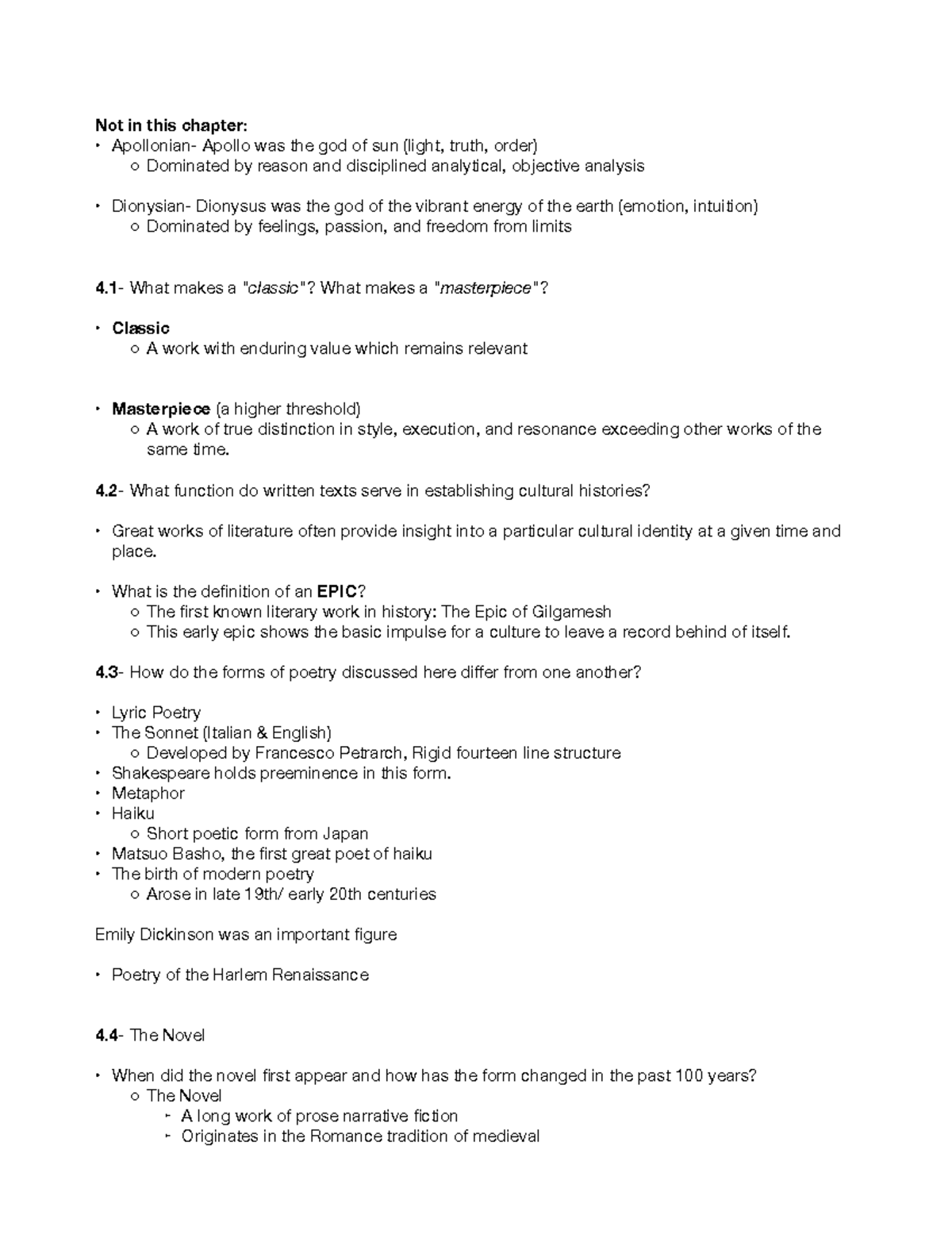 CH. 4-Literature - Notes for HUM class - Not in this chapter ...