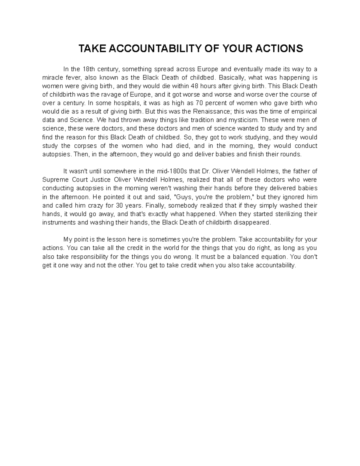 Taking accountability into your actions - TAKE ACCOUNTABILITY OF YOUR ...