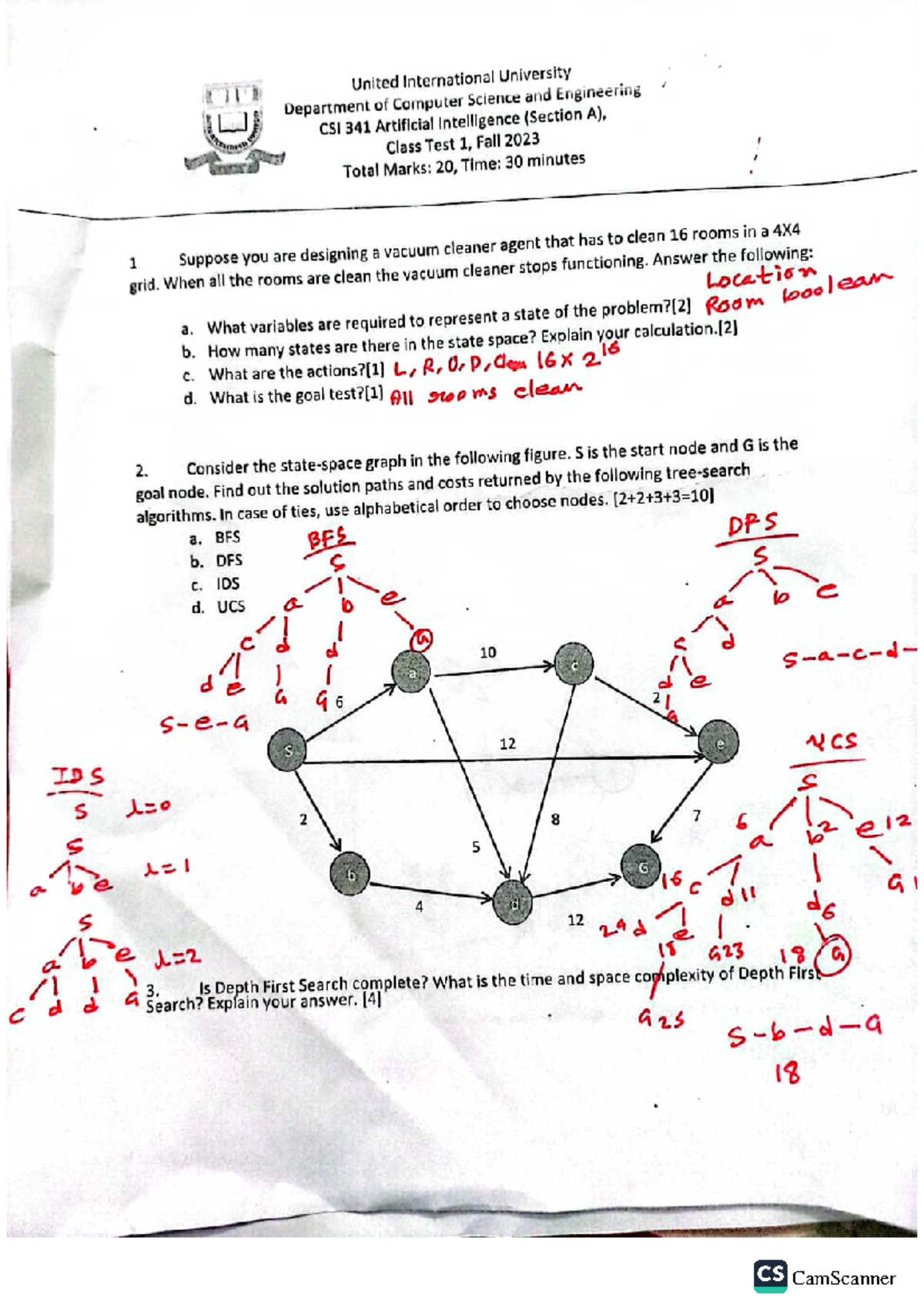 Ct1fall23a - Artificial Intelligence - CamScanner - Studocu