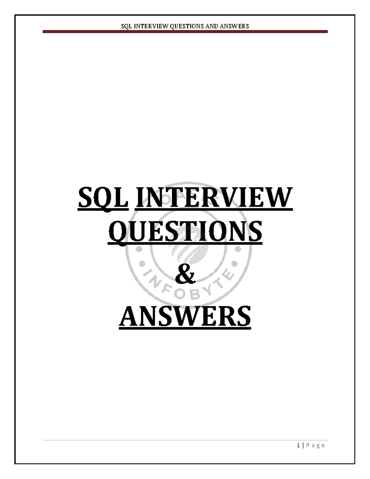 SQL Interview Preparation - SQL INTERVIEW QUESTIONS & ANSWERS MOST ...