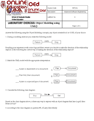 Week005-Laboratory Exercise 004-Software Design - Course Code MIT ...