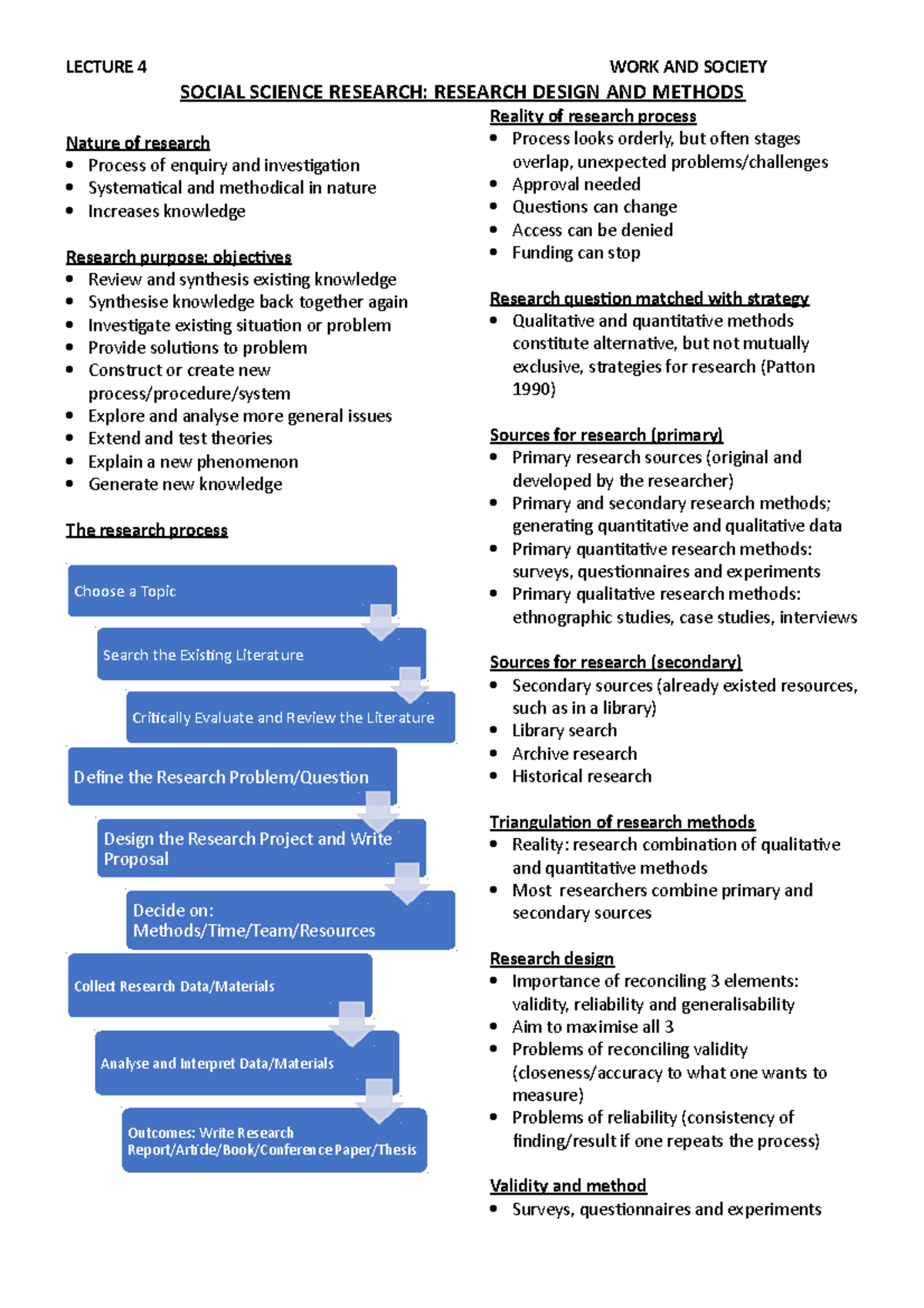 L4 - Research Designs and Methods - LECTURE 4 WORK AND SOCIETY SOCIAL ...