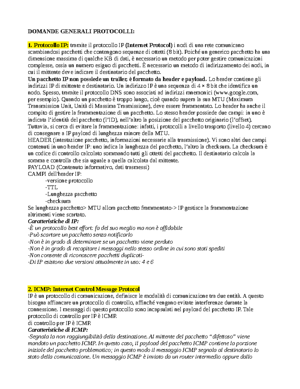 Inquadramento - DOMANDE GENERALI PROTOCOLLI: Protocollo IP: tramite il ...