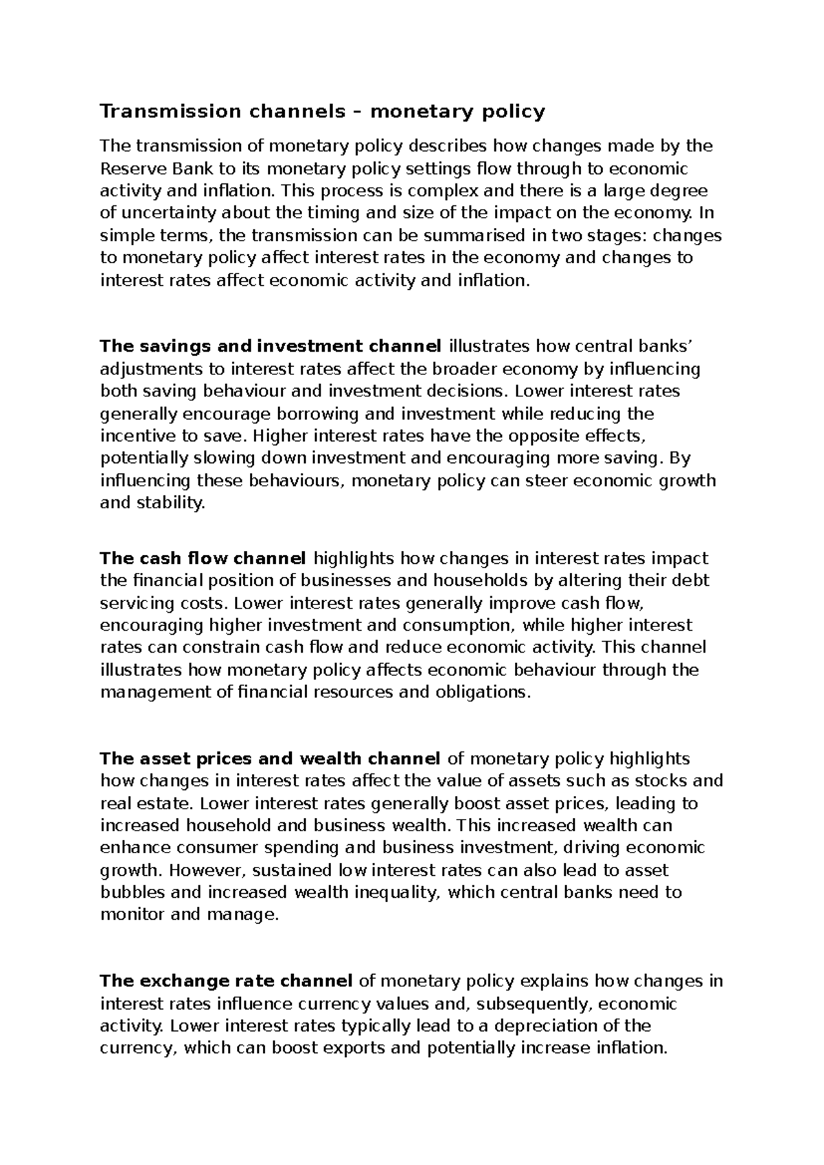 Transmission channels - This process is complex and there is a large ...