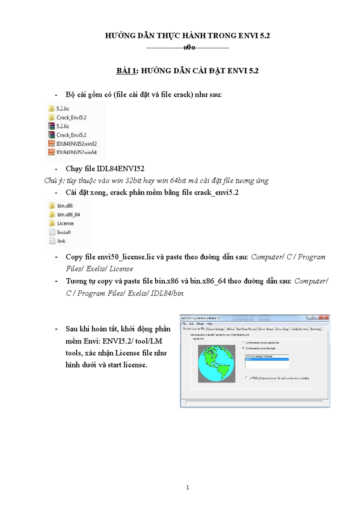 HƯỚNG DẪN THỰC HÀNH Trong ENVI 5 - HƯỚNG DẪN THỰC HÀNH TRONG ENVI 5. -o0o- BÀI 1: HƯỚNG DẪN CÀI ...