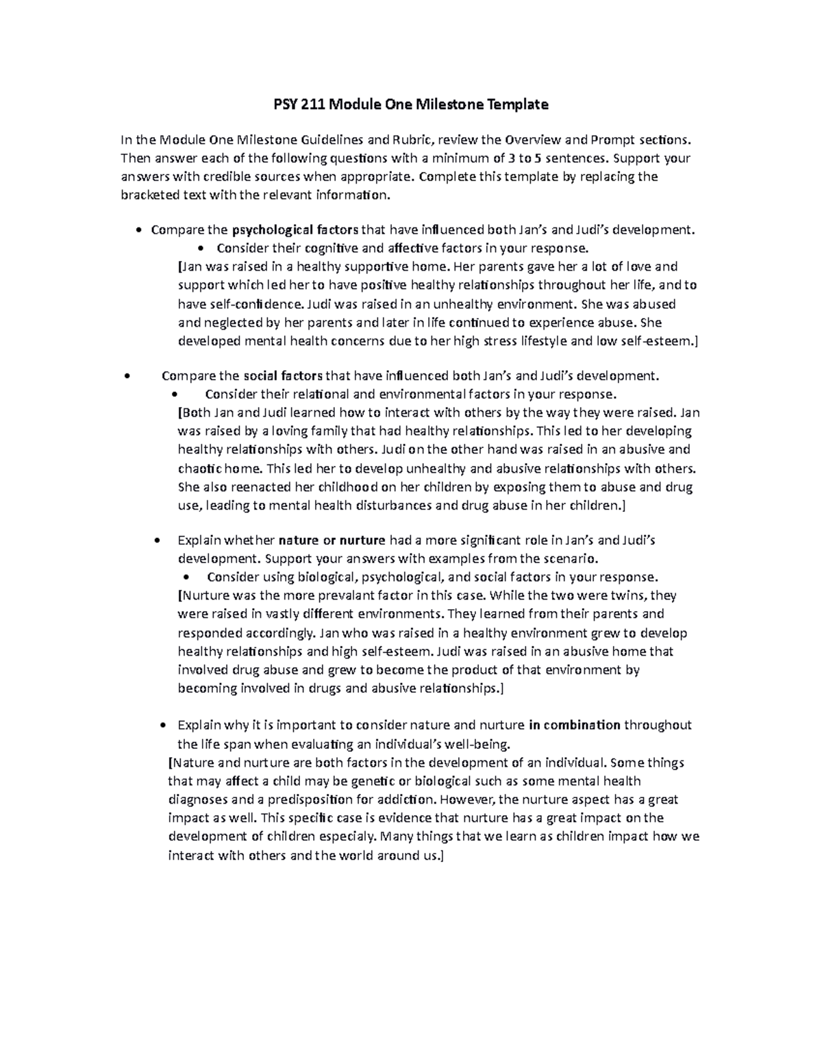 PSY 211 Module One Milestone - Then answer each of the following ...