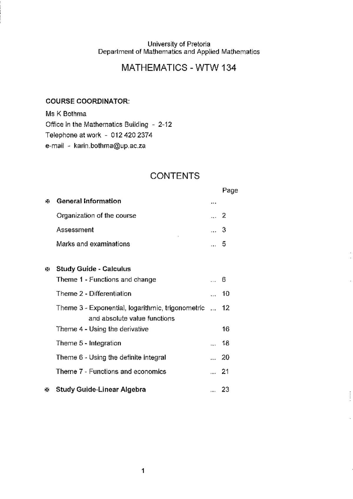 WTW 134 Study guide - WTW 134 - Studocu