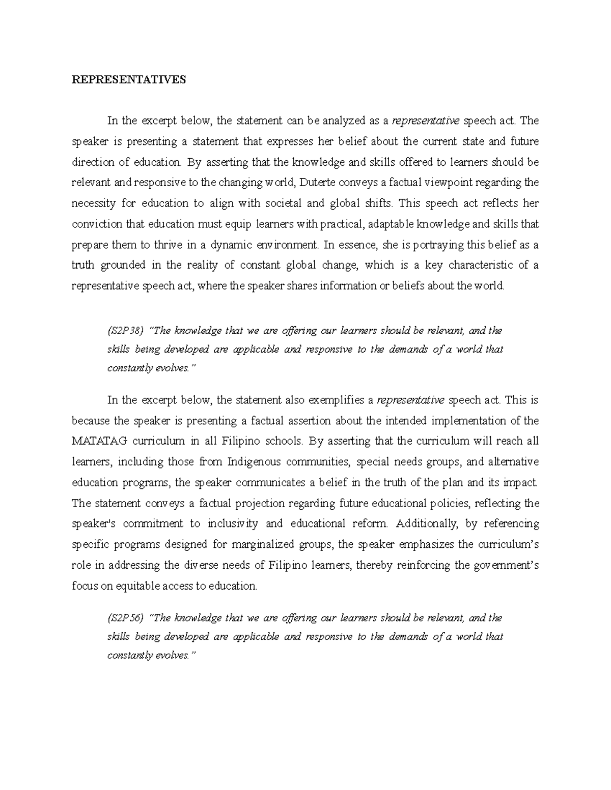 Speech ACTS Speech 2&3 ( Representatives, Directives) - REPRESENTATIVES ...
