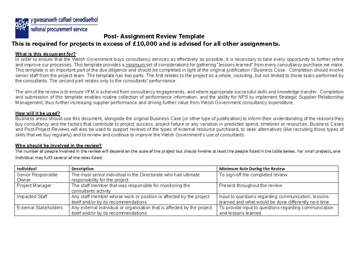 Enc. 5 - National Procurement Service Post Assignment Review - Post ...