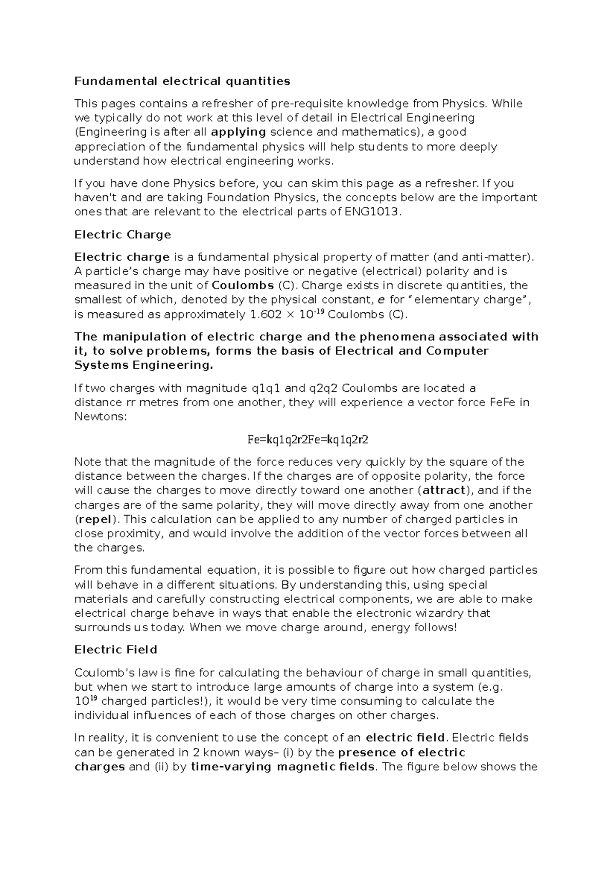Fundamental electrical quantities - While we typically do not work at this level of detail in ...