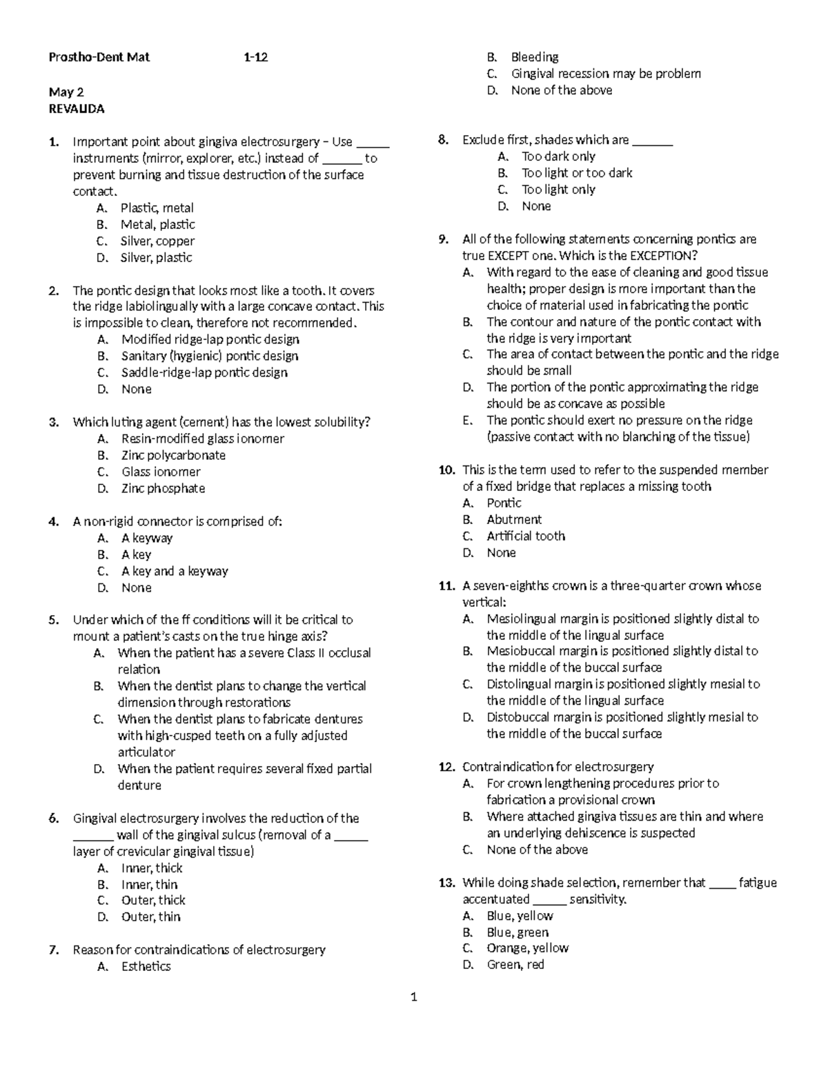 2 Prostho to print - assessment - Prostho-Dent Mat 1- May 2 REVALIDA 1 ...
