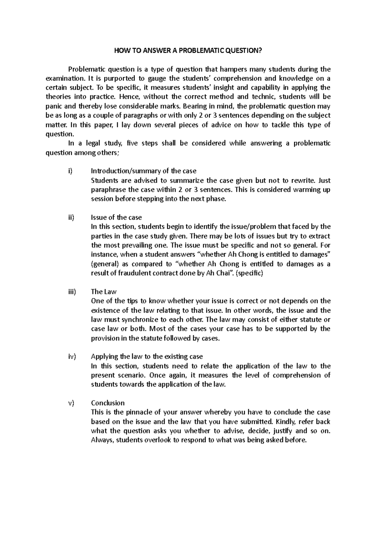 How to answer problematic question 2021 - HOW TO ANSWER A PROBLEMATIC ...